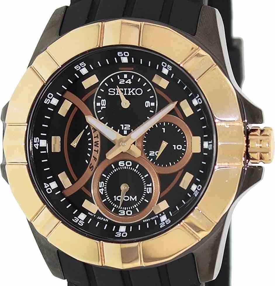 Seiko Chronograph Black Dial Rose Gold-Tone Stainless Steel - Adorned Man